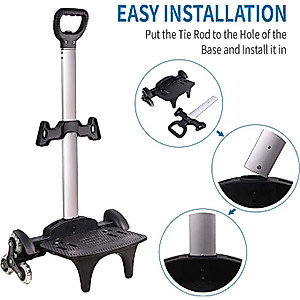 Amythe Backpack Trolley Wheeled Cart with Net Bag, Durable Aluminium Alloy Folding Luggage Carts with Wheels, Foldable Lightweight Student's Backpack Travel Hand Truck with Buckles, 6 Wheels