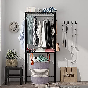 Xiofio Over The Washer and Dryer Storage Shelf 2 Tier Adjustable Height Shelving Units and Side Hook Laundry Shelves Used for Bathroom Bedroom Balcony Drying Rack Towel Rack Handbag Rack ，Black