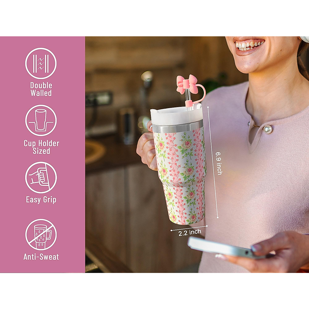 DLOCCOLD 16 oz Stainless Steel Tumbler with Lid and Straw, Double Wall Vacuum Insulated Travel Tumbler with Straw Cover Cap, Reusable Travel Coffee Mug, Cupholder Friendly, Leak Resistant