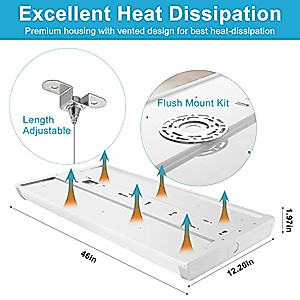Lightdot 4 Pack LED High Bay Shop Light, 4FT (Large Area Illumination) 265W 37100LM [Eqv.1060W MH/HPS] 5000K Linear Hanging Light for Warehouse, Energy Saving Upto 10000KW*4/5Yrs(5Hrs/Day)