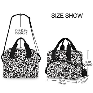 Black And White Leopard Lunch Tote Bags for Women Leakproof Lunch Bag lunch Box Lunch Cooler Bag(6te6b)