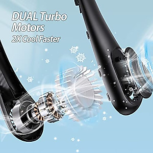 Bladeless Neck Fan Portable Personal Fan 5000mAh Rechargeable Battery Operated Wearable Fan for Women Men Outdoor Sport Travel Patio Garden Work Home Kitchen(Black)