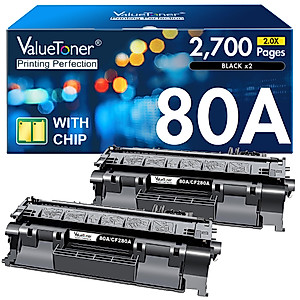Valuetoner Compatible Toner Cartridge Replacement for HP 80A CF280A 80X CF280X 05A CE505A to use with Pro 400 M401n, M401dn, M401dne, MFP M425dn, M425dw, P2055DN Printer (2 Black)