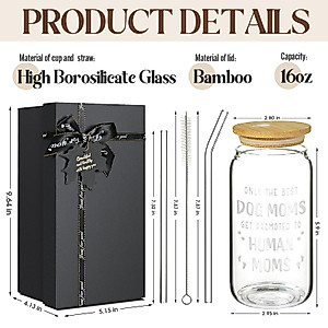 New Mom Gifts for Pregnant Women, 16oz Drinking Glass Cup with Lid and Straw, Funny Dog Mom Pregnancy Gift for Expecting Mom, Mother to be - Postpartum, Mothers Day, Birthday Gifts for First Time Moms