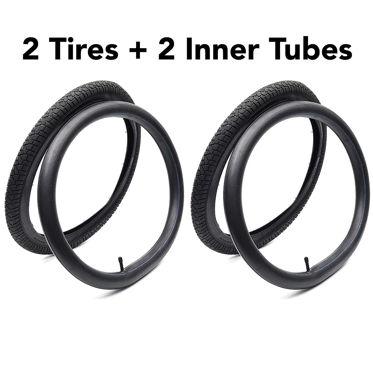 CALPALMY (2 Sets) 20” Kids Bike Replacement Tires and Inner Tubes - Fits Most Kids Bikes Like RoyalBaby, Joystar, and Dynacraft - Made from BPA/Latex Free Premium-Quality Butyl Rubber