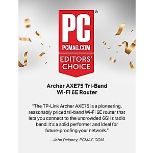 TP-Link AXE5400 Tri-Band WiFi 6E Router (Archer AXE75)- Gigabit Wireless Internet, ax Router for Gaming, VPN Router, OneMesh, WPA3