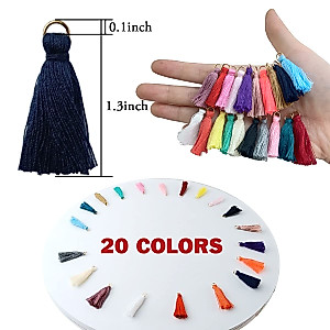 TIHOOD 200PCS Mini Tassel Kit Tiny Craft Tassel 1.2 Inch Handmade Soft Craft with Golden Jump Ring for Earring Jewelry Making, DIY Projects, Making Garland Keychain, Bookmarks, 20 Colors