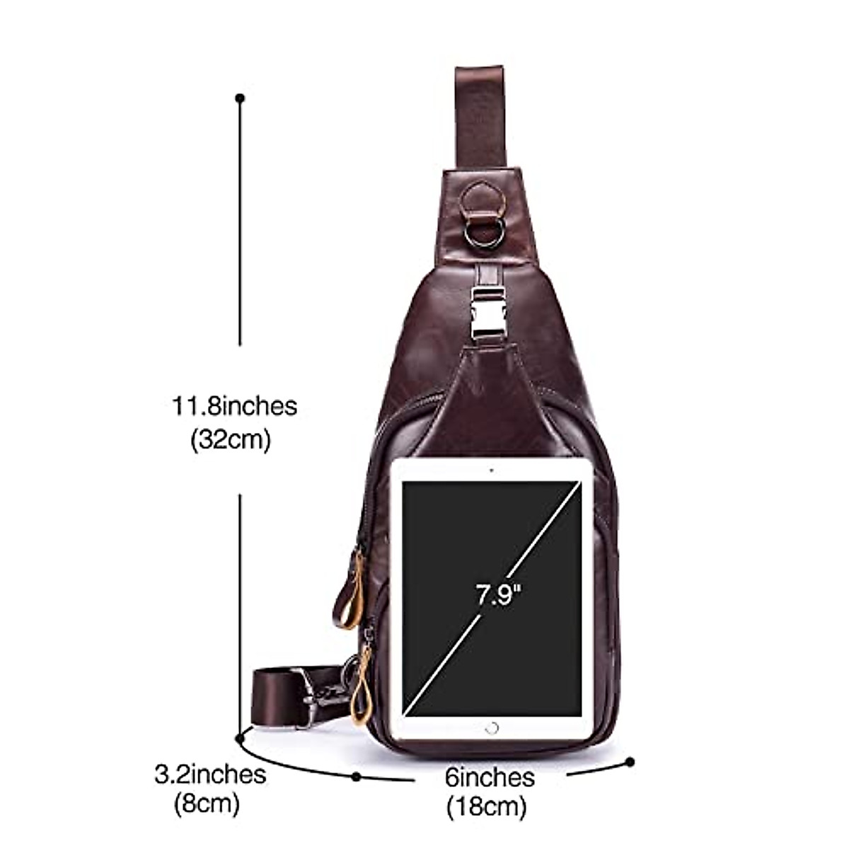 Leather Sling Bag Small Purse for Men Women Crossbady Bag Chest Bags Shoulder Backpack Cross Body Man Womens Water Resistant Vintage