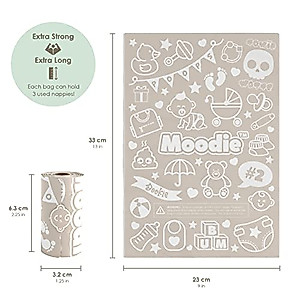 NEW Moodie Teddy Bear Diaper Bag Dispenser | Diaper Bag on the Go Dispenser w/Silicon Strap |15 LAVENDER SCENTED Diaper Disposal Bags per Roll | Diaper bag essential items (ROSIE PINK)