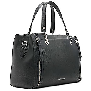 Calvin Klein Reyna Novelty Satchel, Black/Silver