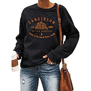LHBNK Halloween Squad Sweatshirt Womens Hocus Pocus Long Sleeve Shirts Sanderson Sister Pullover Tops Blouse Black