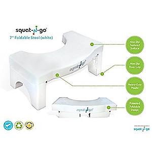 Squat N Go Folding Squatting Stool | The Only Foldable Toilet Stool | Convenient and Compact Great for Travel | Fits All Toilets, Folds for Easy Storage, Use in Any Bathroom | White Color |