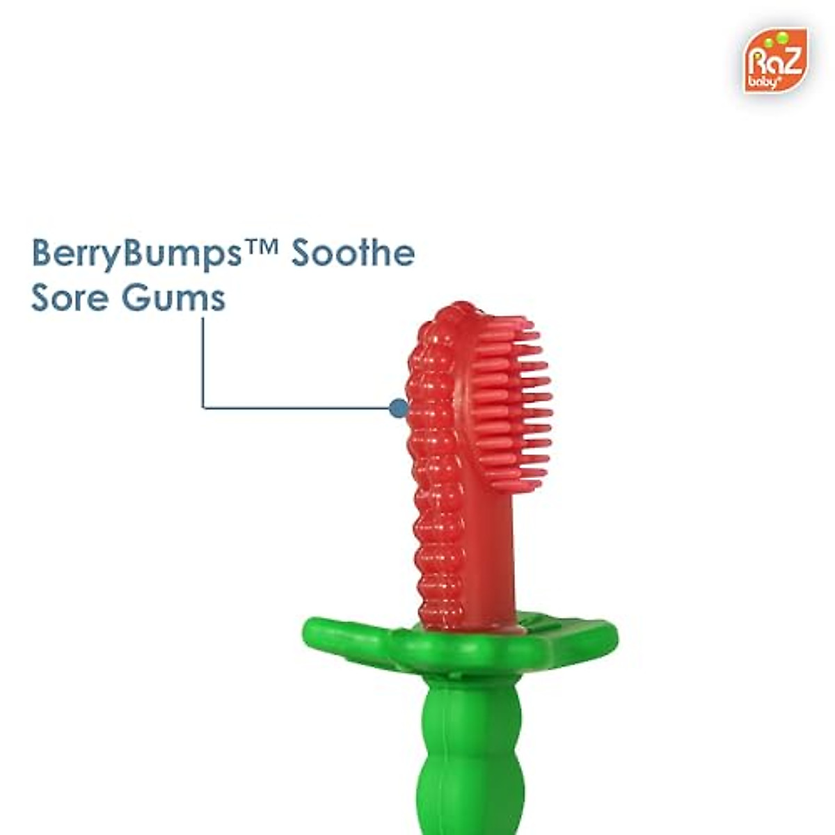 Razbaby RaZberry Baby Teether & Toothbrush, BerryBumps Soothe and Massage Sore Gums, Perfectly Sized, 1 Oz