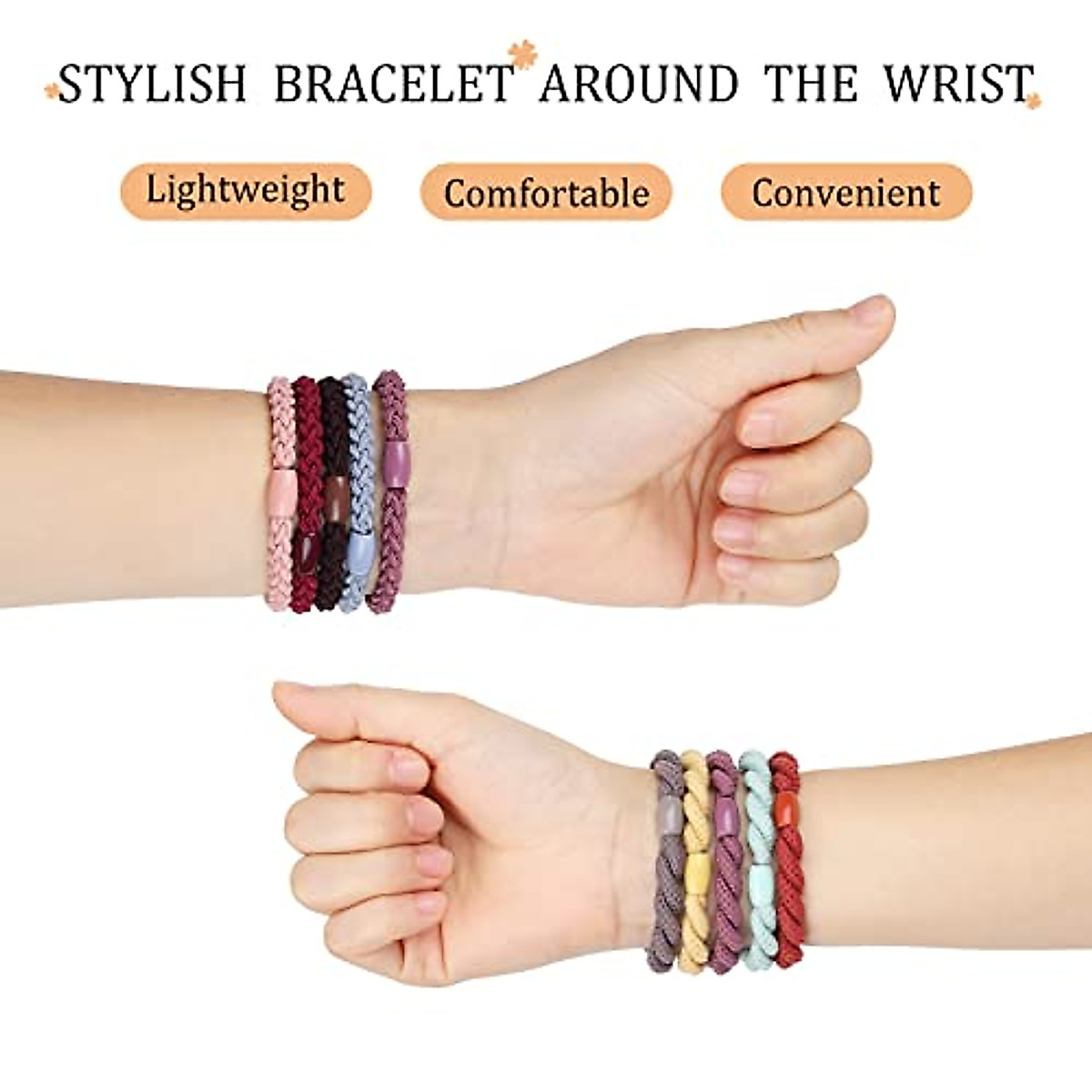 Hair Ties for Thick Hair, Tyfthui 32 Pcs Elastics Hair Bands Ponytail Holders, Hair Tie Bracelets for Women Girls, No Damage No Crease Hair Elastics for Women's Hair Multi-colored