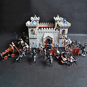 Medieval Castle Toy, Castles Knights Soldiers Model Kit Knight Figures Playset Fort Building Kit, DIY Assembled Castle Model Set, Playset Gifts(Type A)