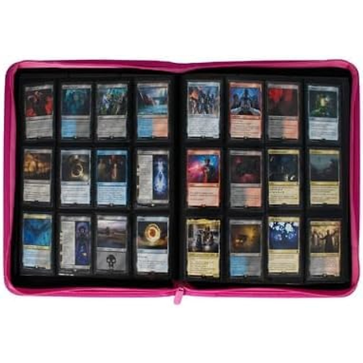 BCW Z-Folio LX Zipper Portfolio - Premium Pink Leatherette 12-Pocket Playset Album - Secure Zipper - 480 Card Capacity - Card Collector's Dream - Card Organizer - Trading Card Storage