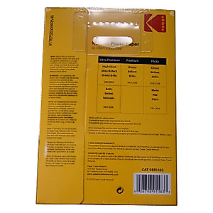 KODAK Photo Paper Gloss 4 X 6, 100 count, 52lb-200 g/m 2-8.5MIL (41180-1743327) Not compatible with Kodak Dock Printers.