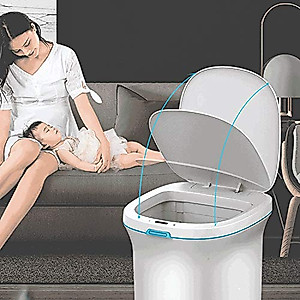 LXXSH Creative Electric Trash Can Household Induction Trash Can with Lid Smart Touchless Kitchen Toilet Trash Can (Size : 14l)