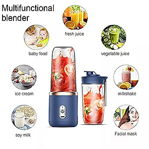 Portable Blender, 14 Oz Usb Personal Size Mini Fruit Juice Mixer, Strong Cutting Power with Six Blades for Smoothie, Fresh Juice,Shakes and Smoothies