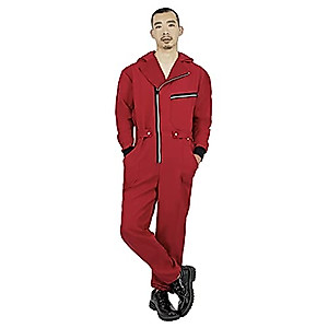 Men Red Jumpsuit Cosplay Costume for Halloween Role Playing Dressing up Adults Money Outfit S-XXL (X-Large)