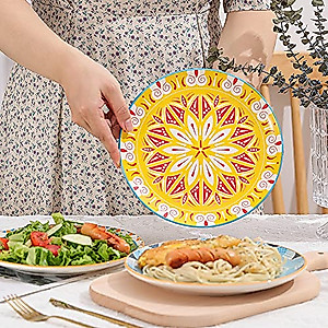 AHX Plate Set 8 Inch - Salad Plates | Dessert Appetizer Plates Colorful - Porcelain Lunch Plates - Set of 6 - Dishwasher and Microwave Safe