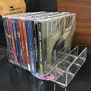 Clear Acrylic CD DVD Holder CD Storage Box CD Display Rack CD Stand - Holds up to 14 Standard CD Cases for Media Shelf Storage and Organization