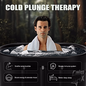 CalmMax Oval Ice Bath Tub for Athletes XL Portable Cold Plunge Tub for Cold Water Therapy Ice Baths at Home Outdoor Gym - 101 Gal Capacity (IB001 Version)