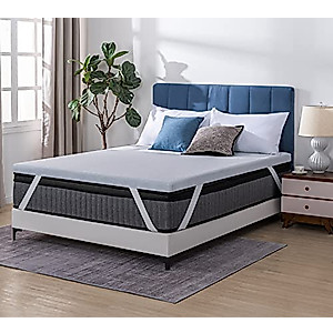 Queen Mattress Topper, 3 Inch Cooling Memory Foam Mattress Topper Queen, Egg Crate Gel Foam Bed Pillow Top Pad Mattress Topper for Back Pain, with Fitted Removable Bamboo Cover