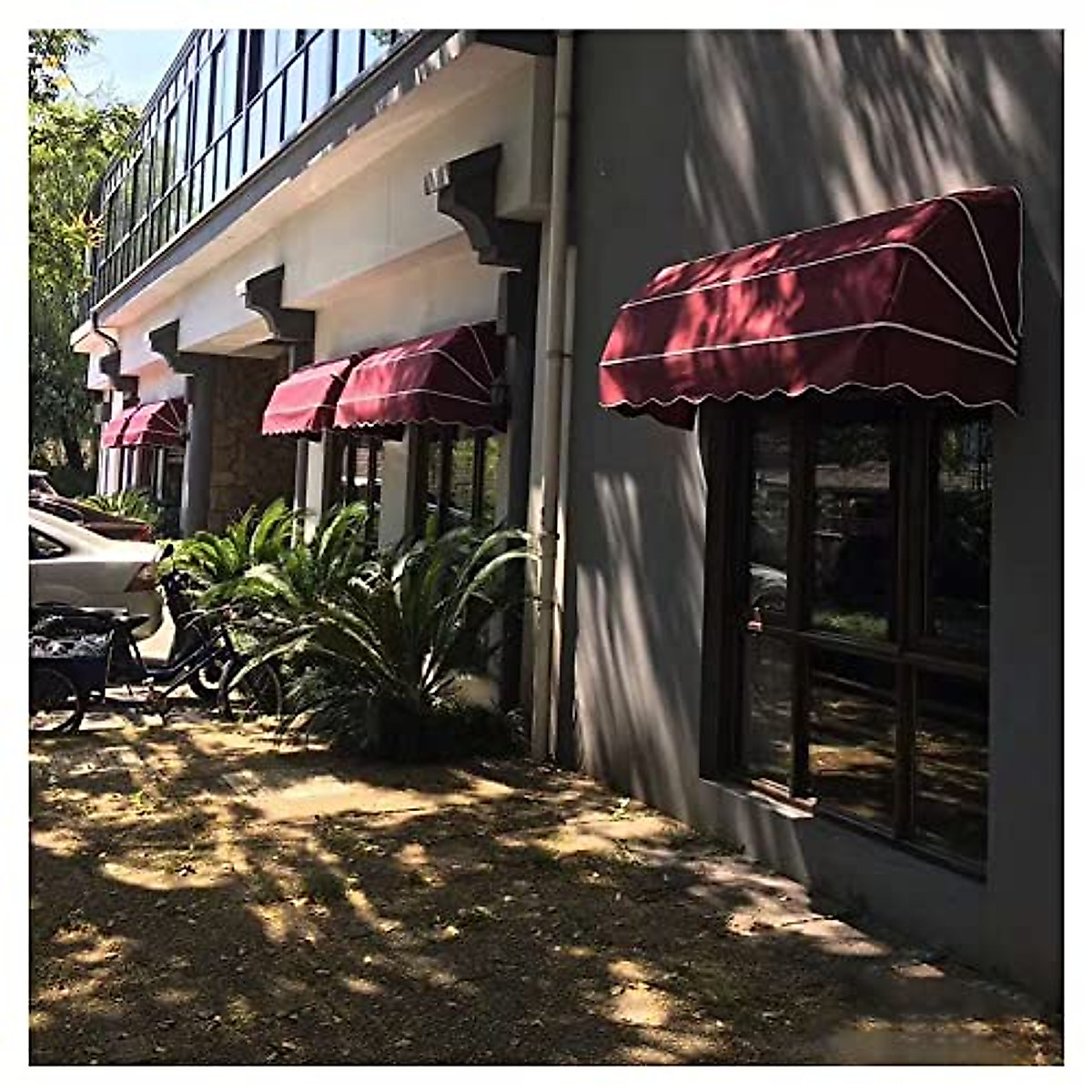 Door Canopy/Entry Awning/Window Awning with Sun Brella Canvas, Foldable Galvanized Bracket, Fully Assembled (Color : Red, Size : 80x60x60cm)