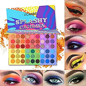 UCANBE 54 Colors Splashy Candies Eyeshadow Palette, Highly Pigmented Matte Shimmer Soft Creamy Glitter Rainbow Bright Powder Eye Shadow Blendable Waterproof Long Lasting Makeup Pallet…
