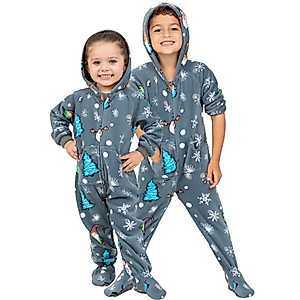 Footed Pajamas - Family Matching - Merry Gnomes Kids Hoodie Fleece One Piece - Kids - XLarge (Fits 5'0-5'3")