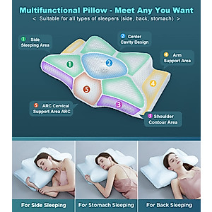 Emircey Adjustable Cervical Pillow for Neck and Shoulder Pain Relief, 3X Plus Support Hollow Contour Memory Foam for Sleeping, Odorless Orthopedic Bed Pillows for Side, Back, Stomach Sleeper
