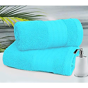GLAMBURG Premium Cotton 4 Pack Bath Towel Set - 100% Pure Cotton - 4 Bath Towels 27x54 - Ideal for Everyday use - Ultra Soft & Highly Absorbent - Turquoise Blue
