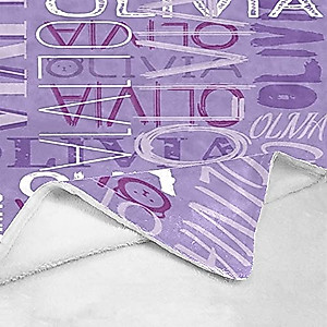 KEEPASSION Customized Blanket with Text Custom Blanket Personalized Flannel Throw Blankets for Adult Kid Birthday Christmas Halloween Mothers Fathers Valentines Day Gift (Purple, 30"x40")