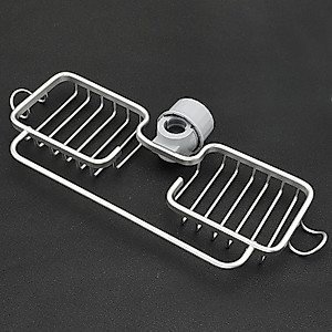 Ravinte Sponge Holder for Kitchen Sink, Hanging Drain Sink Sponge Holder Over Facuet Sponge Holder Sink Caddy Faucet Rack for Kitchen Sink Organizer and Bathroom Shower Rack--Double Square, Silver