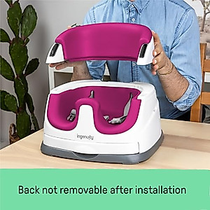 Ingenuity Baby Base 2-in-1 Booster Feeding and Floor Seat with Self-Storing Tray - Pink Flambe