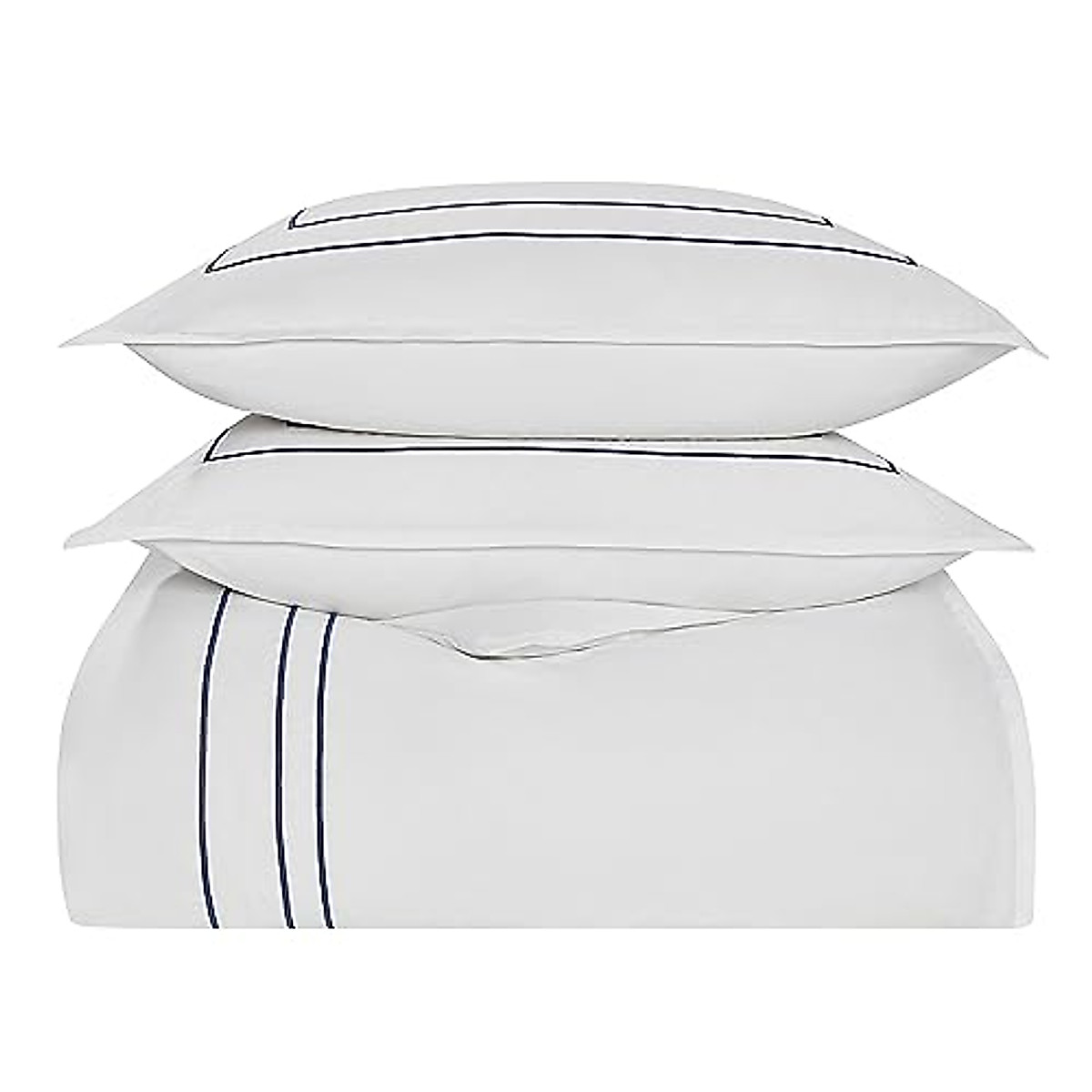 Nautica - Queen Duvet Cover Set, Embroidered Bedding with Matching Shams, Lightweight Home Decor for All Seasons (Alden White, Queen)