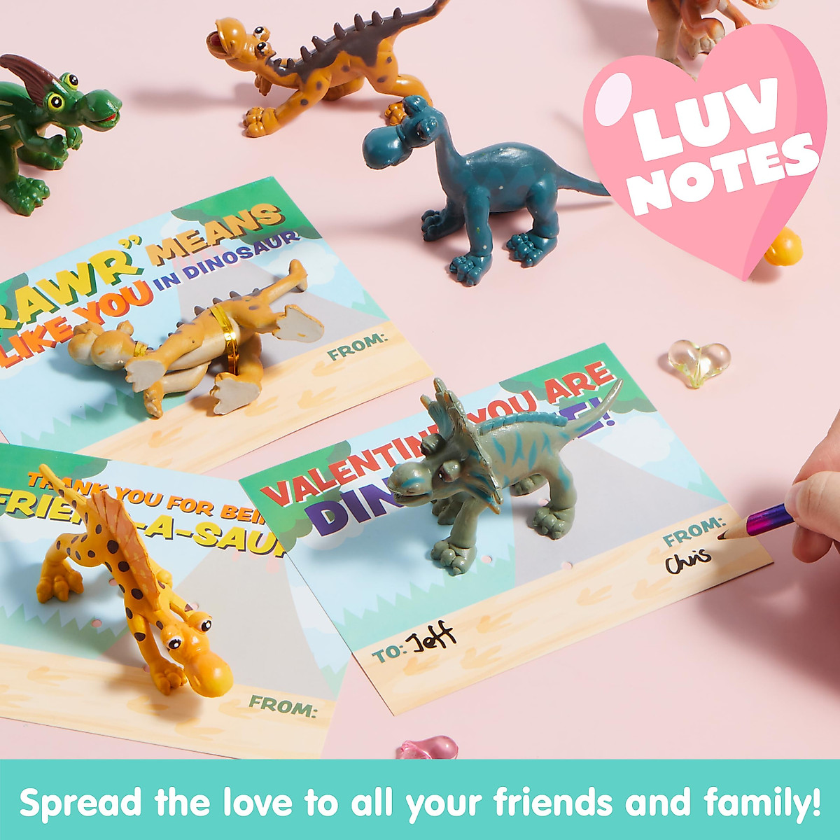 JOYIN 28 PCS Valentines Day Gifts Cards with Dinosaur Figure Toys for kids, Valentine's Greeting Cards for kids classroom gifts, Classroom Exchange Prizes for Boys Girls Classroom Party Favor