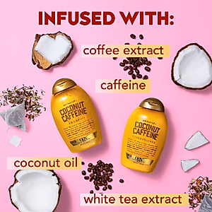 OGX Anti-Hair Fall + Coconut Caffeine Strengthening Shampoo with Caffeine, Coconut Oil & Coffee Extract, 13 Fl Oz