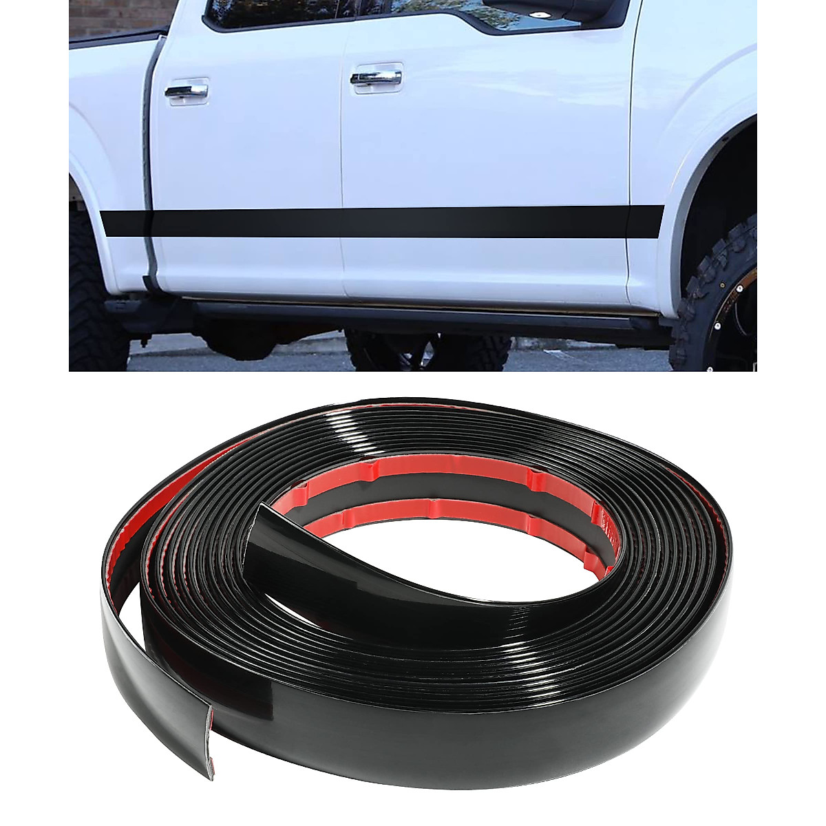 ESEWALAS 16Ft Self Adhesive PVC Car Decal Sticker,Automotive Edge Lip Protect Sticker,Car Exterior and Interior Molding Trim,Scratchproof Tape,Decorative Strip (1inch)