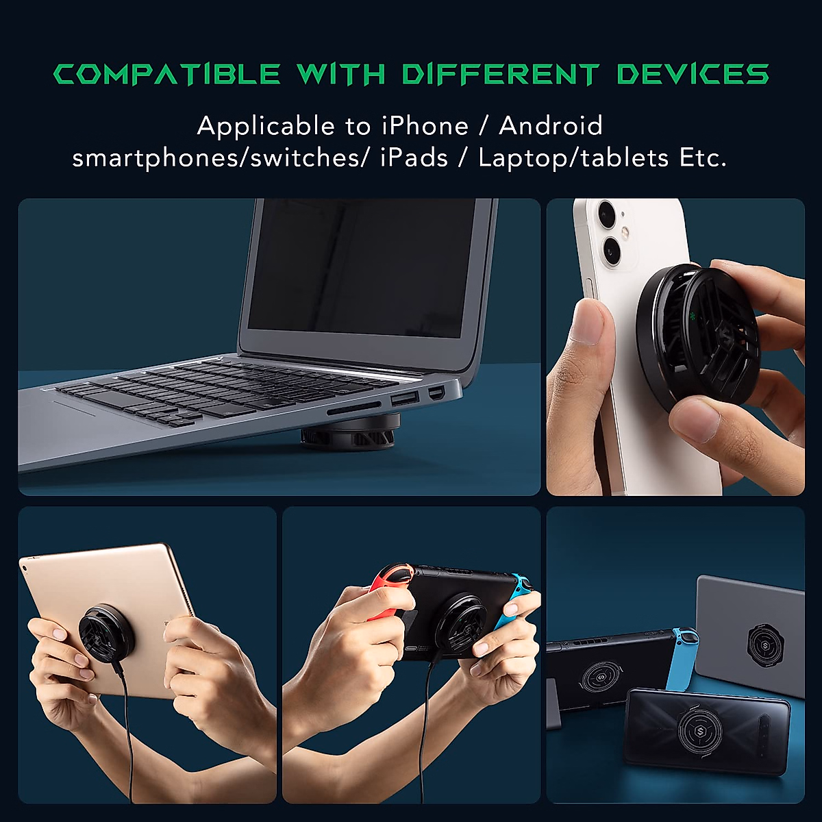 Phone Cooler Black Shark Magnetic Cooler, for MagSafe iPhone 12 13 14 15 Series, Cell Phone Cooling Fan Portable Phone Radiator Cooling Fan, Gaming Semiconductor Cooling for Android/Tablet/iPad