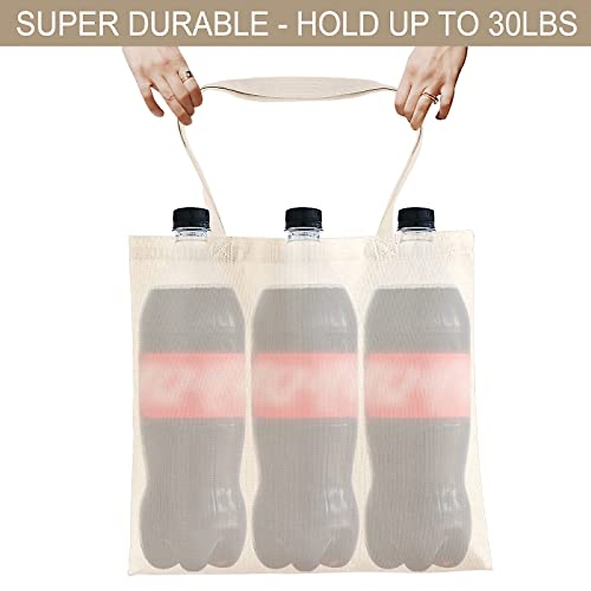 Joywell Linen Tote Bags Super Durable Reusable Grocery 5 Pack Shopping Bag Natural Cloth Blank Large Tote Bags Machine Washable Women Fashionable Crafts White Bag Suitable for DIY Gift Activity Beige