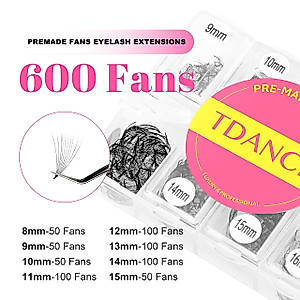 TDANCE YY Eyelashes Extension Lashes C Curl 0.07mm Thickness 8-15mm + Loose Fans 8D 0.05mm Thickness D Curl 8-15mm Mixed Length