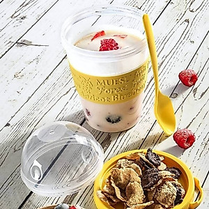 Fairway Finds 4 Pack of 20 oz Yogurt Parfait Cups With Lids Reusable Crunch Cup Portable Cereal Cup Meal Planning Containers Milk Granola Yoghurt Carrying Container Cereal on the go Lids and Spoons