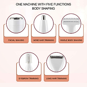 Female Epilator, Multifunctional Electric Usb Rechargeable Female, Painless 5-In-1 Epilator, Suitable For Whole Body Shaving Ladies And Men