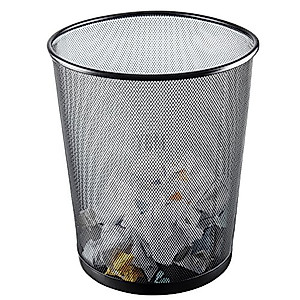 YBM Home Mesh Wastebasket Trash Can for Home and Office Workspace, Metal Office Trash Can Round-Shaped, 4.75 Gallon, 2484