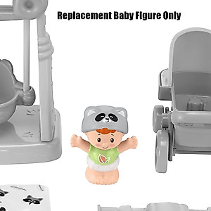 Replacement Part for Fisher-Price Little People Swing 'n Stroll Playset - GTT62 ~ Replacement Baby Figure ~ Green Shirt ~ Raccoon Hat ~ Red Curl