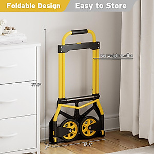 Oarlike Hand Truck, 220 lbs Capacity Dolly Cart with Silent Wheels, Industrial Folding Dolly for Moving, Transport in Warehouse, Supermarket, Garden, Home
