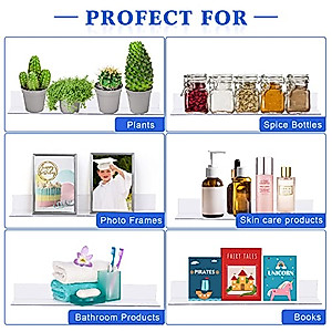 Qunclay 12 Pcs Clear Acrylic Shelves for Wall 15" Acrylic Floating Wall Shelf 4 mm Thick Wall Mounted Storage Shelf Long Clear Shelves for Bedroom Living Room Bathroom Kitchen Office Wall Display