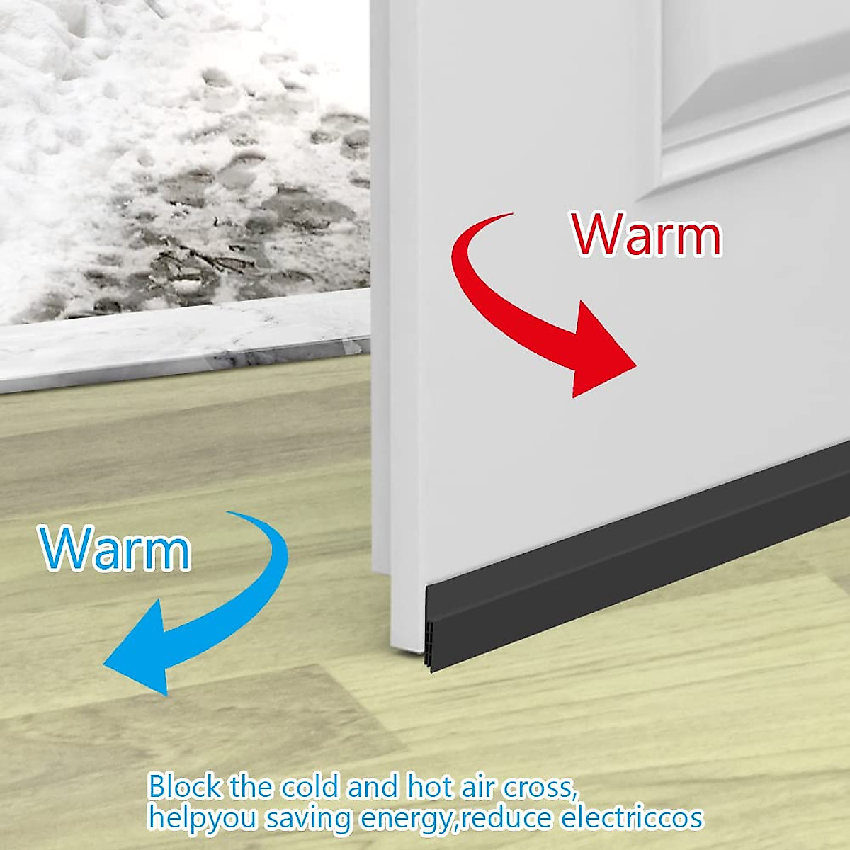 Ainiv 2 Pack Door Draft Stopper Under Door Seal, 2" W x 39" L Cutable Soundproof Door Seal, Adhesive Under Door Sweep for Exterior & Interior Doors Dust and Noise Insulation Weather Stripping-Black